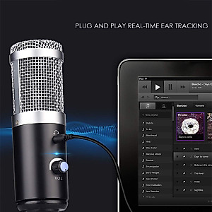 Tmtop Computer USB Microphone Laptop Condenser Recording External Microphone for Podcasting Video Chat Streaming Broadcast