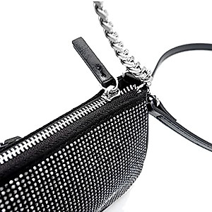 youyuan Small Shoulder Bag for Women Wedding Rhinestone Clutch Purse Evening Handbag(Black)