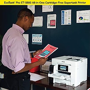 Epson EcoTank Pro ET-5880 Wireless Color All-in-One Supertank Printer with Scanner, Copier, Fax, Ethernet and PCL/Postscript, White