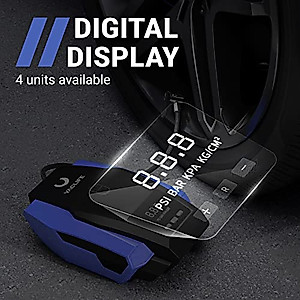 VacLife Tire Inflator Portable Air Compressor - Air Pump for Car Tires (up to 50 PSI), 12V DC Tire Pump for Bikes (up to 150 PSI) w/LED Light, Digital Pressure Gauge, Model: ATJ-1166, Blue (VL701)