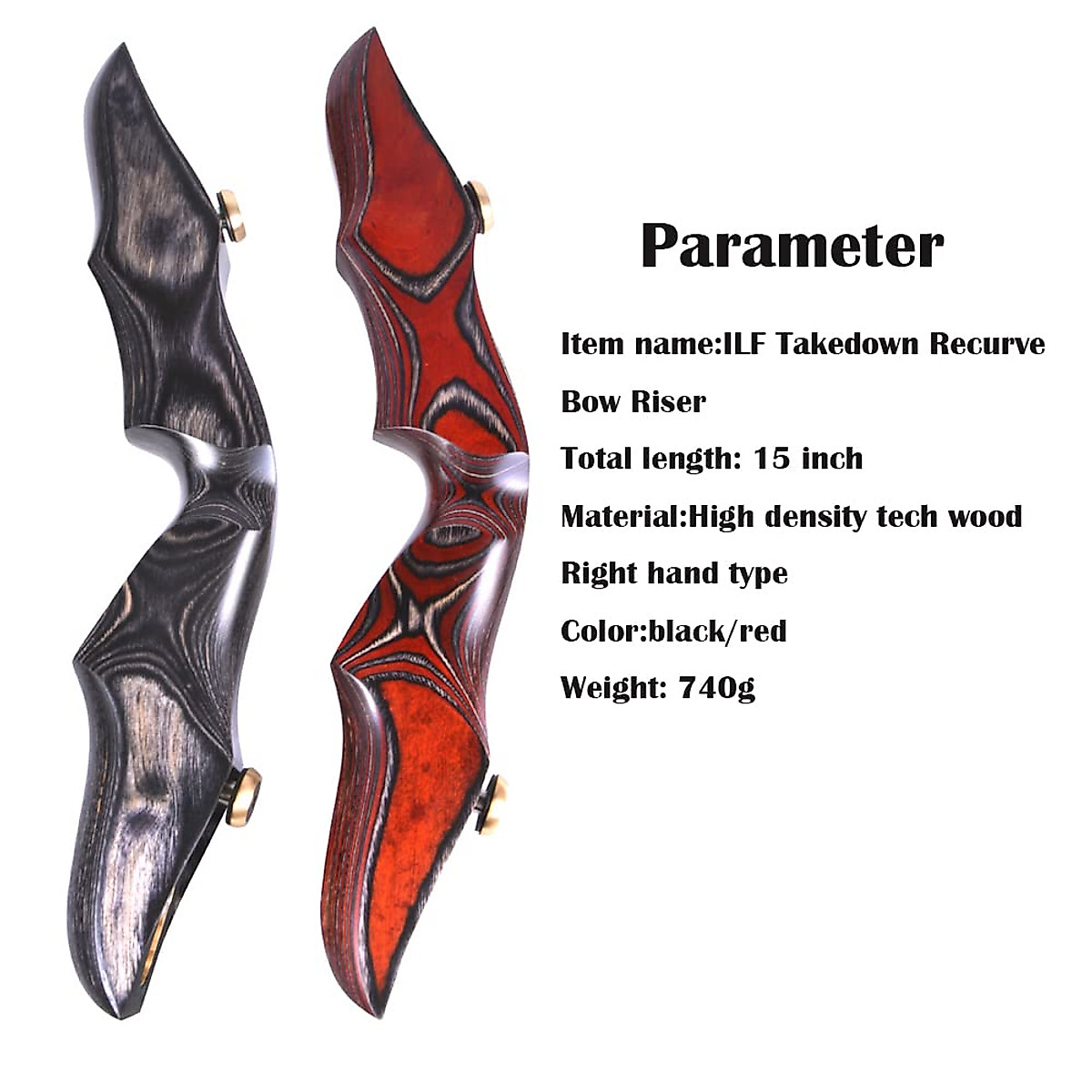 15 Inch ILF Bow Riser Wooden Bow Handle Recurve Bow Handle Takedown Bow Riser Right Handed for Archery Bow Targeting (Red)