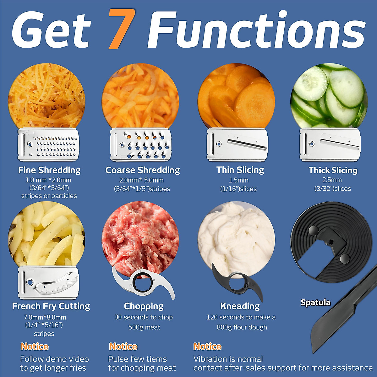 Magiccos 14-Cup French-Fry-Cutter Storage-Drawer Food-Processors - Large Feed Chute, Built-in Storage Drawer, Cheese Shredding, Meat Chopping, Shredding and Slicing, Mixing and Doughing, for Home Use