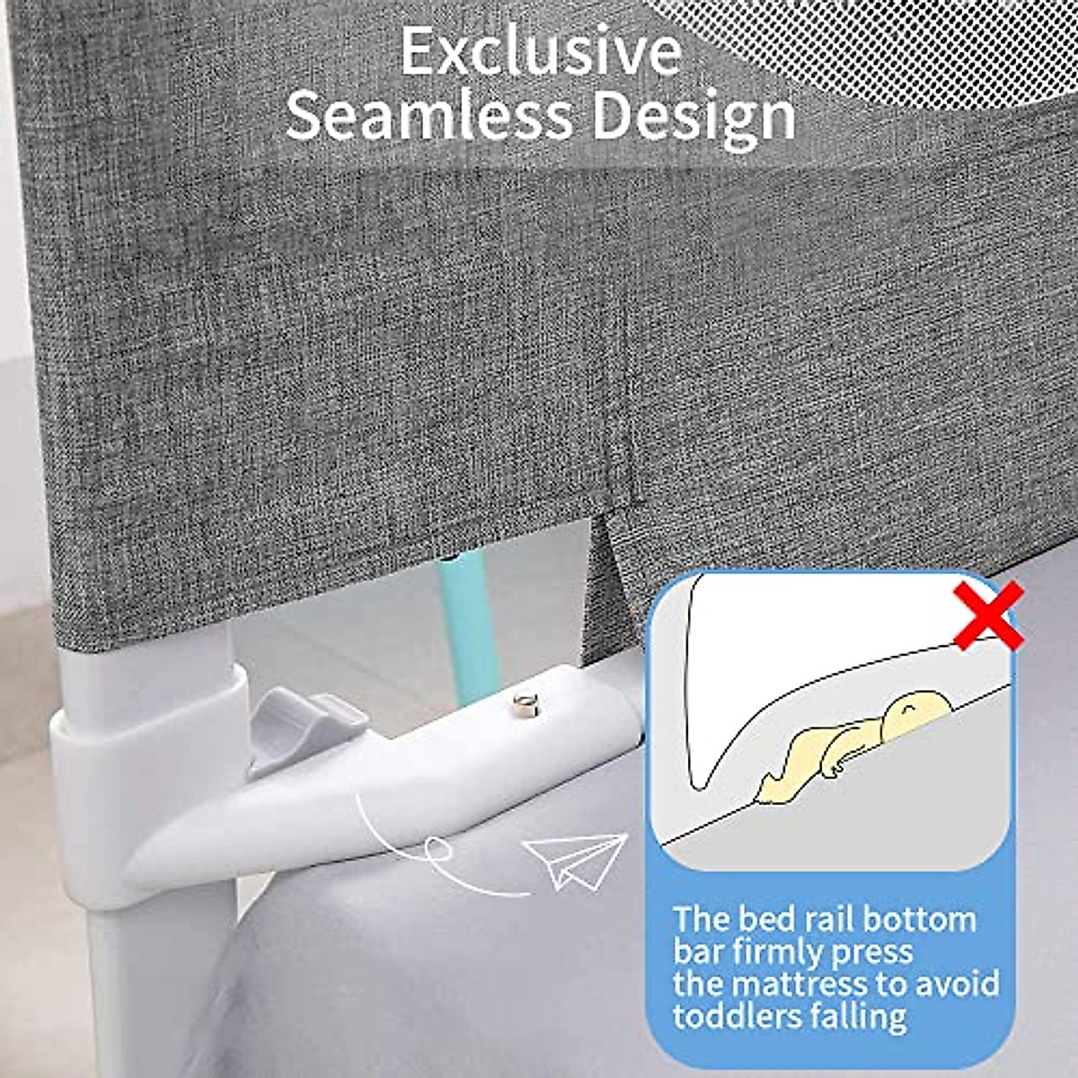 MagicFox Bed Rails for Toddlers, Extra Tall 32 Levels of Height Adjustment Specially Designed for Twin, Full, Queen, King Size - 2023Upgrade Model Safety Bed Guard Rails for Kids
