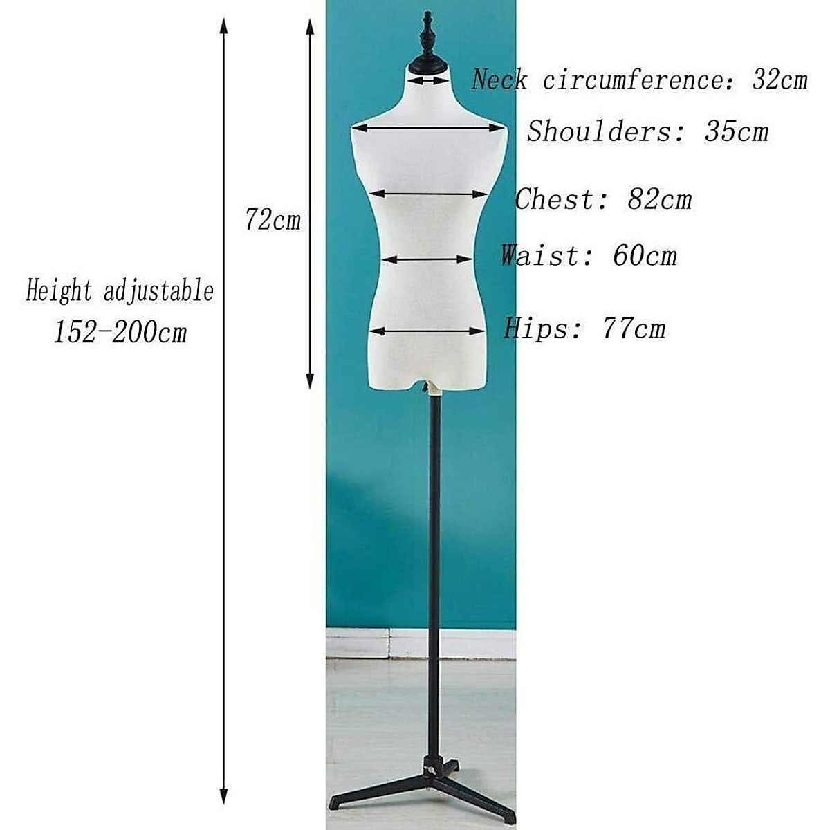 Mannequin Display Stand Female Mannequin Torso Mannequin Dress Form Shelf Grade, Wood Arm, Triangular Base ( Color : B ) (A )