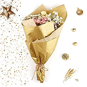 MIAHART 50 Sheets Metallic Gold Tissue 20X14 Inch Gift Wrap Paper Bulk Gift Wrapping Accessory Wrap for Wedding Birthday Party Favor Decor DIY Fringes Shredded Fill Confetti (Gold)