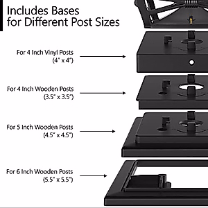 Davinci Lighting Renaissance Solar Outdoor Post Cap Lights - Includes Bases for 4x4 5x5 6x6 Posts - Bright LED Light - Slate Black (8 Pack)