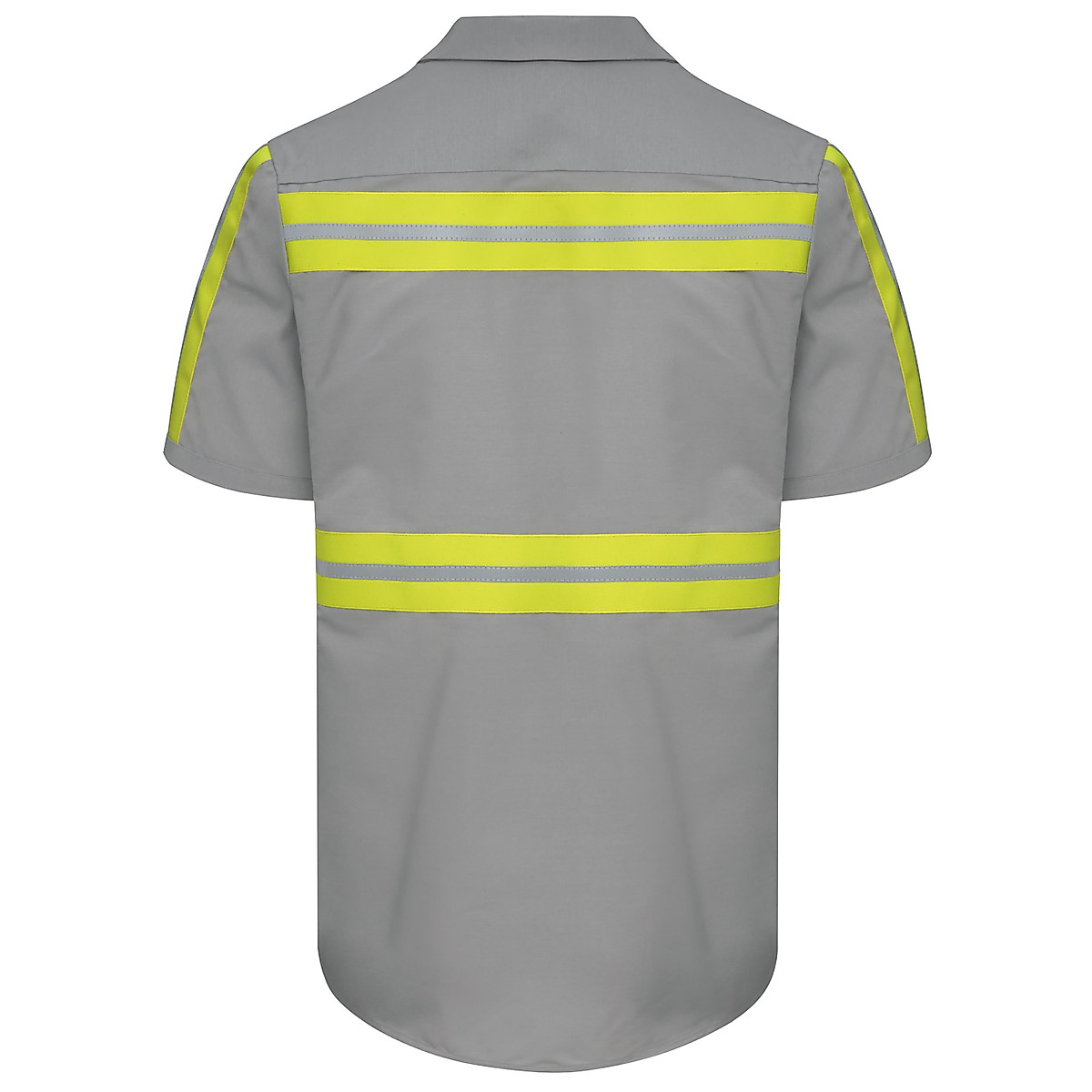 Red Kap Men's Enhanced Visibility IndustrialWork Shirt , Grey with Yellow/Green Visibility Trim, Short Sleeve X-Large