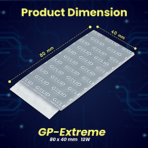 Gelid Solutions GP-Extreme Thermal Pad 80 x 40 x 2.0 mm Excellent Heat Conduction, Ideal Gap Filler Easy Installation Thermal Conductivity 12W