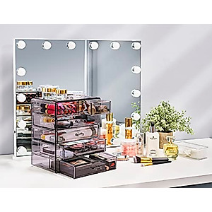 Sorbus Acrylic Clear Makeup Organizer - Big & Spacious Cosmetic Display Case - Stylish Designed Jewelry & Make Up Organizers and Storage for Vanity, Bathroom (4 Large, 2 Small Drawers) [Purple]