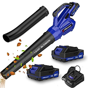 HBTower Leaf Blower Cordless, 400CFM 90MPH Handheld Electric Cordless Leaf Blower with 2x2.0AhBatteries and Charger, for Lawn Care, Yard, Grass, Patio, Blowing Leaves and Snow, ZP-0202