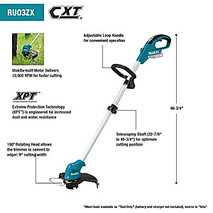 Makita RU03ZX 12V max CXT Lithium-Ion Cordless Trimmer w/Plastic Blade, Tool Only