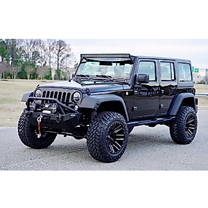 iJDMTOY Smoked Lens White Full LED Front Fender Flare Side Marker Light Kit Compatible With Jeep 2007-2017 Wrangler JK, Replace OEM Amber or Clear Sidemarker Lamps