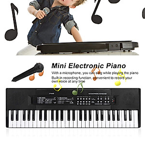 54‑Key Electronic Piano Keyboard with Microphone, 8 Tones 6 Songs 5 Rhythms 5 Percussions Portable Electronic Organ for Beginners