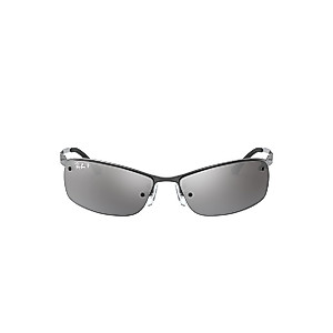 Ray-Ban Men's RB3183 Rectangular Sunglasses, Gunmetal/Polarized Grey Mirrored Gradient Silver, 63 mm
