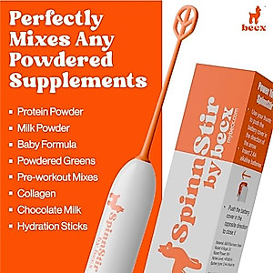 Becx Spinnstir Portable Handheld Drink Mixer for Protein Powder Pre-Workout Mushroom Coffee Greens Superfood Collagen Powder Milk Powder Hydration Packet Flavor Mixes Easy Clean Less Mess