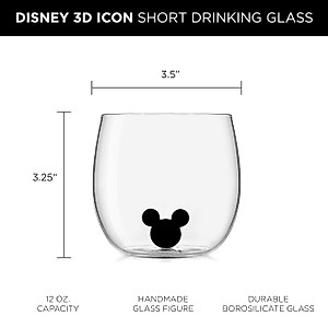 JoyJolt Disney Mickey Mouse Icon Stemless Wine Glass Set of 2 Drinking Glasses. 12 oz Tumbler Glass Cups. Colored Glassware. Disney Gifts, Disney Cups, Disney Collectibles for Adults