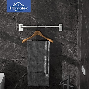 HOMOTEK Towel Bar Adjustable Self Adhesive Bathroom Towel Holder, Towel Rod Size from 14 Inch to 24.5 Inch Single Towel Racks, Towel Hanger Towel Hook for Bathroom, Kitchen(2 Pack Brushed Nickel)