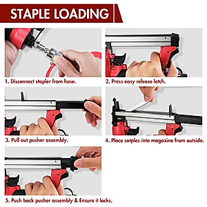 Arrow Pneumatic Staple Gun, Oil-Free Upholstery Stapler with 3750 Pieces T50 1/4", 3/8", 1/2" Staples, Adjustable Exhaust, for Woodworking, Professional and DIY Projects, PT50
