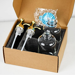 Hzxcuim 16.9 oz Syrup Dispenser with Pump, Syrup Bottle with Gold Pumps 2-Pack，Pump Glass Syrup Bottle, Coffee Syrup Dispenser for Coffee Bars (Gold-2pack)