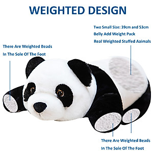 Hronsa Weighted Stuffed Animals, 15.3" Weighted Panda Plush Toy Cute Panda Weighted Plush Animals Pillow Gifts for Kids Adults Birthday, Valentine's Day
