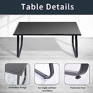 PAIQIAN 4 Pieces Patio Furniture Set Outdoor Patio Conversation Sets Poolside Lawn Chairs with Glass Coffee Table Porch Furniture for Courtyard, Garden and Balcony (Blue)