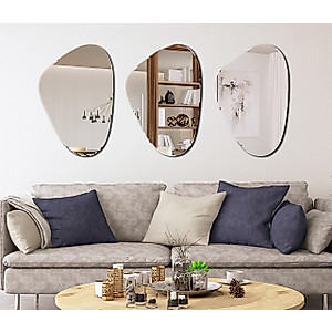 LYLDACER Yanliff Irregular Mirror Wall Decor.Modern Frameless Asymmetric Beveled Decorating Mirror for Wall(13.4X20inches).Silver