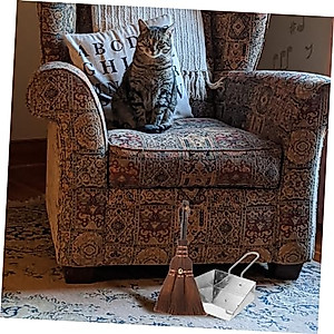 1 Set Pet Broom Dustpan Convenient Mini Dustpan Pet Cage Broom Pet Litter Desktop Waste Cleaning Tool Dust Pan Mini Dustpan Convenient Whisk Broom Cleaning Supply Coir Healeved