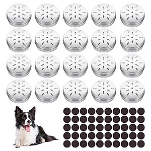 VAIPI 20 Pack Dog Scent Work Tins Dog Nose Training Containers Kit with 50 Magnetic Dots 2 OZ Aluminum Smell Training Box with Hollow Lids Round Refrigerator Deodorant Box with Screw Lid