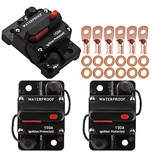Hamolar 3 Pack Car Audio 150 Amp Resettable Fuse Circuit Breaker Car Protect for Audio System Fuse 12-48V DC for Car Audio Amps Overload Protection Fuse