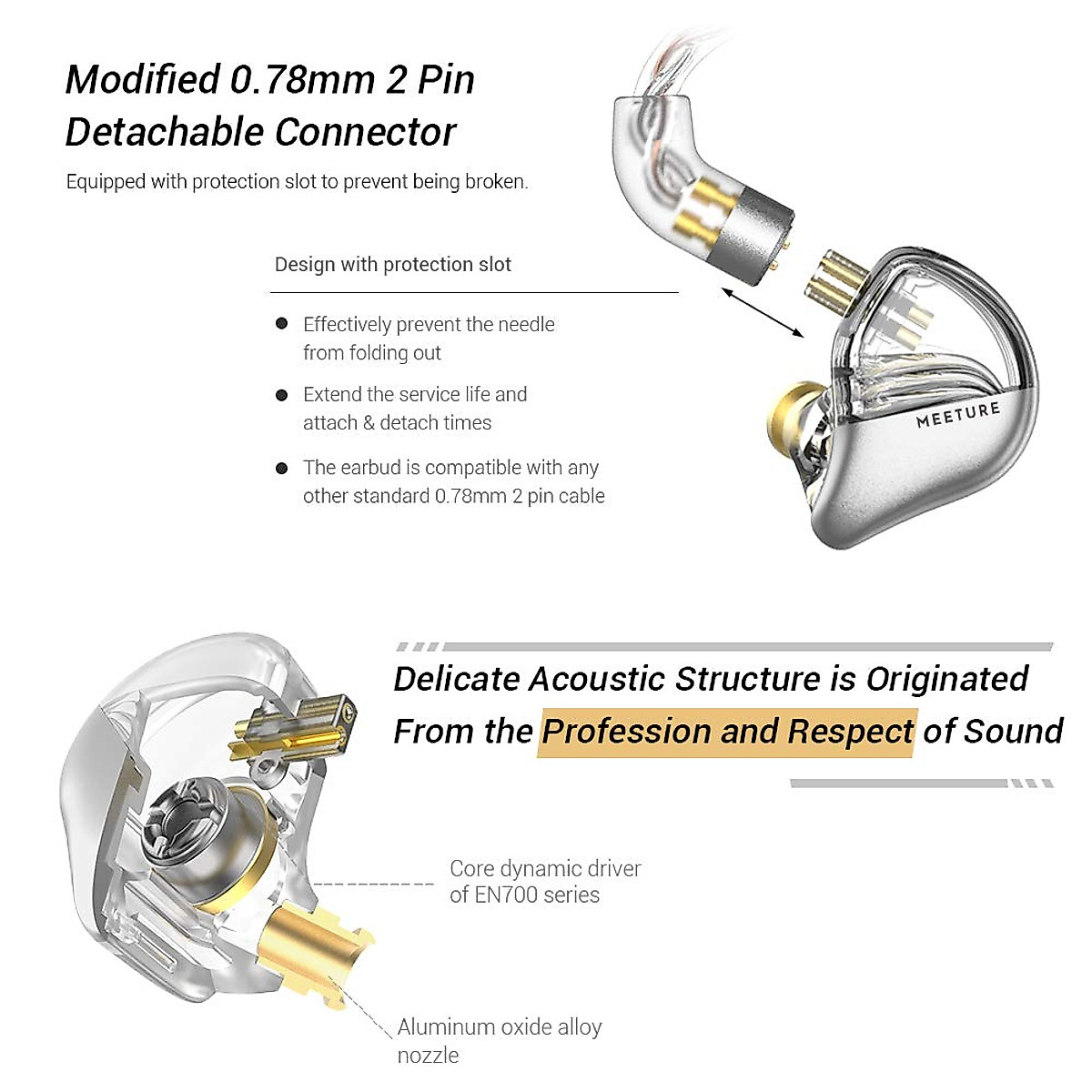 SIMGOT MT3 Hi-Res in Ear Monitor Headphones with Detachable Cable, Dynamic Driver Crystal Sound Stereo IEM Earphone for Musicians Singer, HiFi Wired Earbuds for Smartphones and Audio Players (Clear)