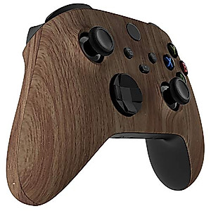 eXtremeRate Side Rails Grips Shell for Xbox Core Wireless Controller, Wood Grain Replacement Part Front Housing Cover Handles Faceplate for Xbox Series X & S Controller [Controller Excluded]