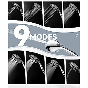 JDO Shower Head with Handheld, High Pressure Handheld Shower Head 9 Settings, Detachable Shower Head Set with Stainless Steel Hose and Shower Bracket (Chrome)