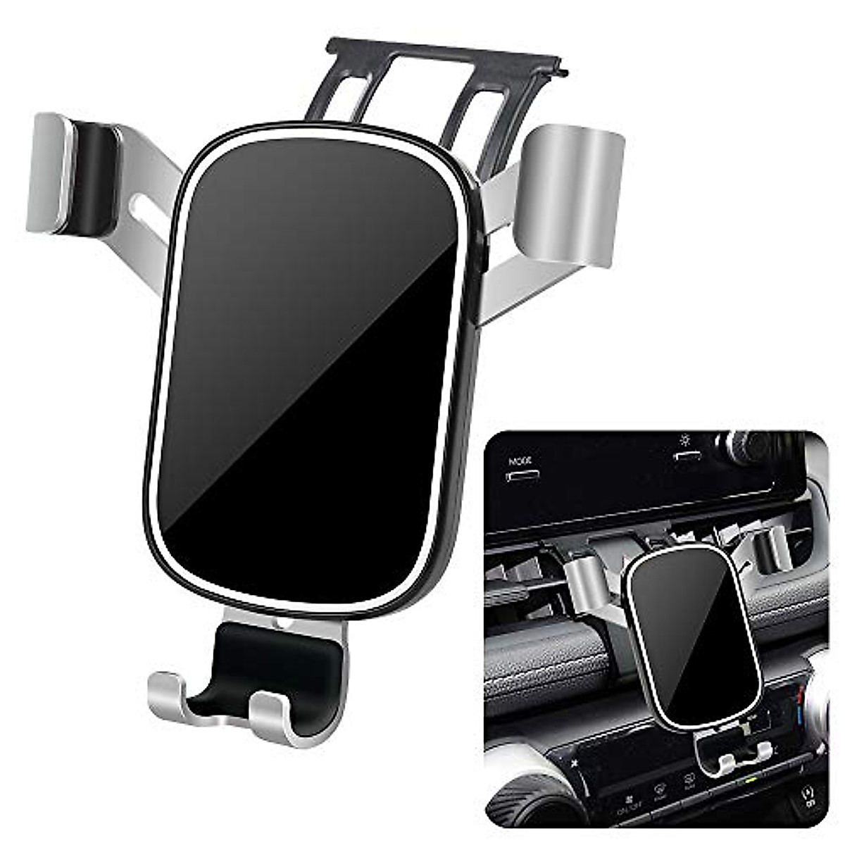 musttrue LUNQIN Car Phone Holder for 2019-2021 Toyota RAV4 [Big Phones with Case Friendly] Auto Accessories Navigation Bracket Interior Decoration Mobile Cell Mirror Phone Mount