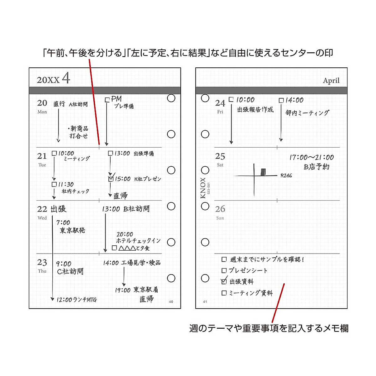 Knox 52400124 Personal Organizer Refill, 2024 Mini Weekly, 1 Week Spread (Starts January 2024)