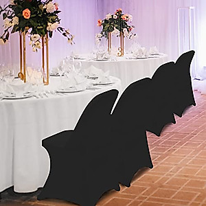 HAINARverS Stretch Spandex Folding Chair Covers 30PCS Universal Fitted Elastic Chair Cover Protector for Wedding, Party, Banquet, Holidays, Celebration, Decoration (Black 30pcs)