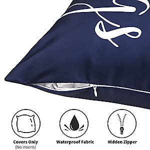 Merrycolor Set of 4 Outdoor/Indoor Pillow Covers 18x18 Waterproof Navy Blue and White Floral Decorative Pillow Covers Outdoor Pillows for Patio Furniture