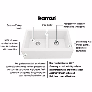 Karran QA-750-BL Quartz Farmhouse Kitchen Sink, Black