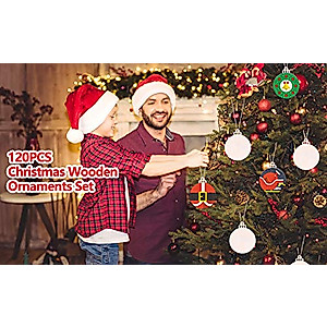 Max Fun 120Pcs Wood Slices 3.5" Wooden DIY Christmas Ornaments Unfinished Predrilled Wood Circles for Crafts Centerpieces Round Wooden Discs Hanging Decorations