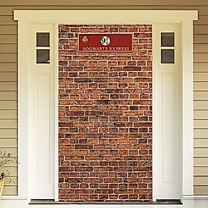 Brick Wall Backdrop Platform 9 and 3/4 King's Cross Station, Party Backdrop Door Curtains for Halloween Party, Christmas, Birthday Gifts, Outdoor and Indoor Photo Props Brick Wall Decoration, Yellow