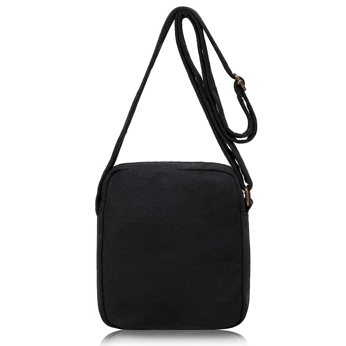 Small mini Hippie Crossbody Bag Top Zip Cotton Sling Bag Jacquard cloth Handmade Bags (Black)