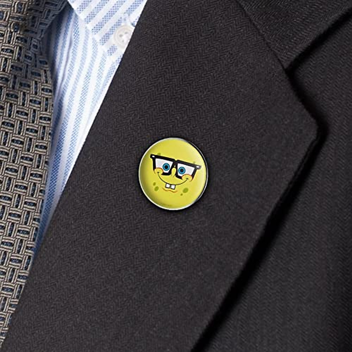 SpongeBob Nerd Face Metal 1.1" Tie Tack Hat Lapel Pin Pinback