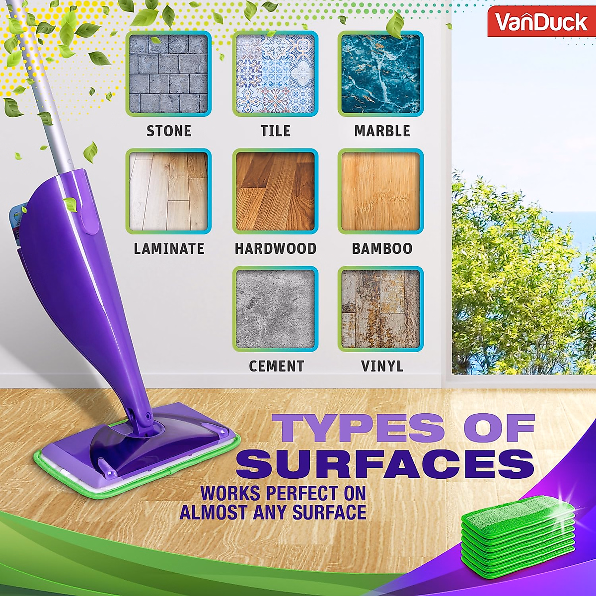 VanDuck Reusable Mop Pads Compatible with Swiffer WetJet (2 Pack) - Microfiber Mop Refill for Wet Mopping Cloths - Hardwood Floor Cleaning Spray Pads are Reusable Replacements