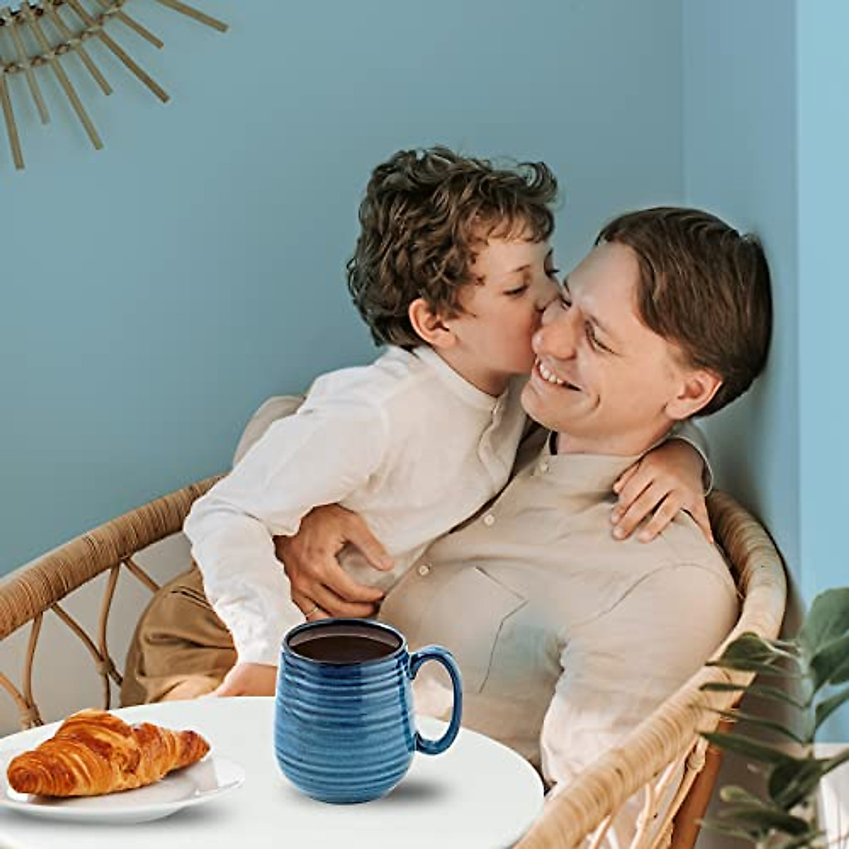 Hasense Large Coffee Mug, 20 oz Ceramic Coffee Cups for Office and Camping, Big Coffee Mug for Latte Coffee Tea Soup as Friend Gifts, Dishwasher and Microwave Safe, 1 PCS (Blue)