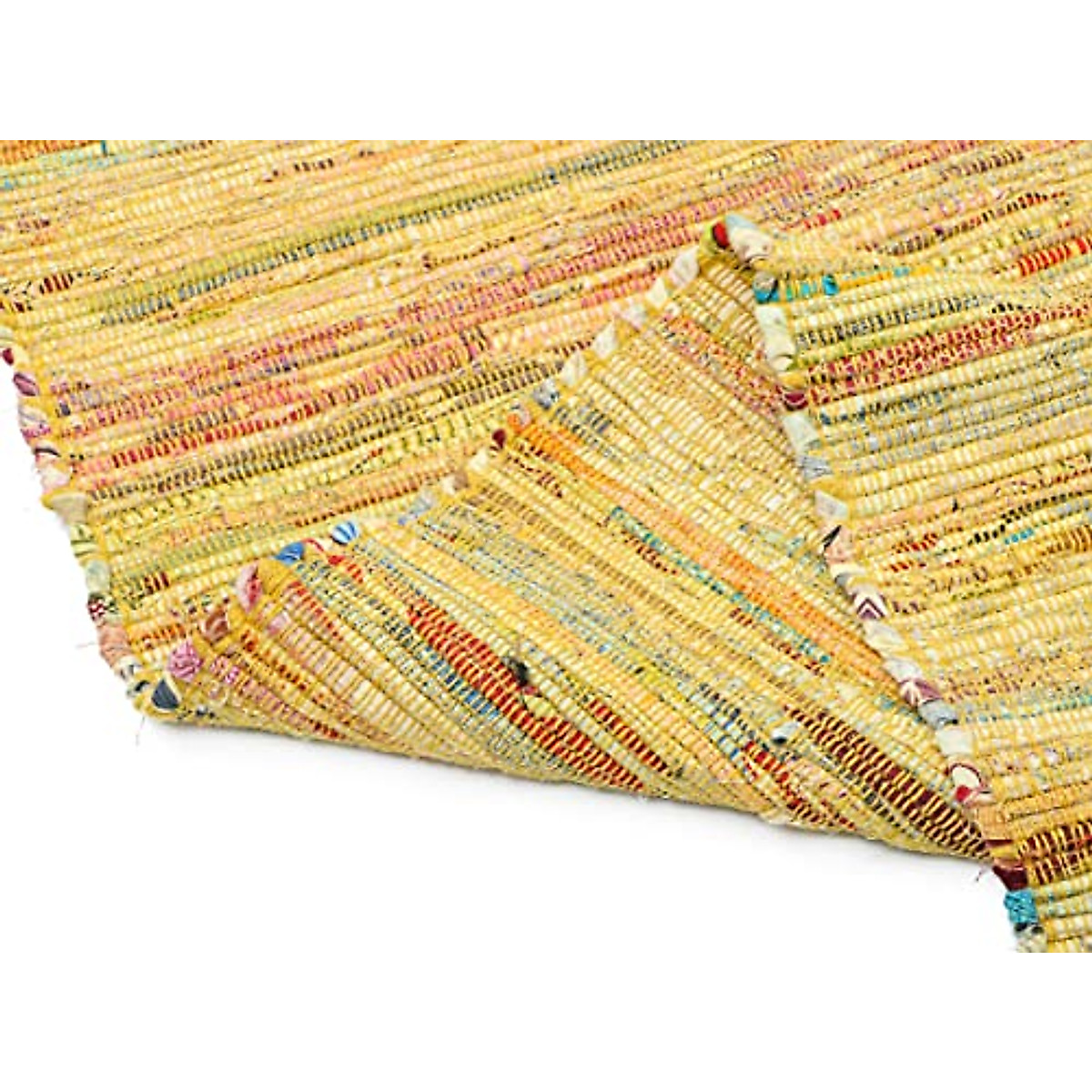 SISOSU Cotton Area Rug - Carpets Suitable for Living Room, Bedroom, Dining Room, Home Décor - Handcrafted Traditional Rugs - Non-Skid - Chindi Cotton Rag - 4’ x 6’ - Yellow