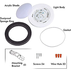 CLOUDY BAY 7.5 inch LED Ceiling Light,12W 840lm,5000K Day Light,LED Flush Mount,White Finish,Wet Location