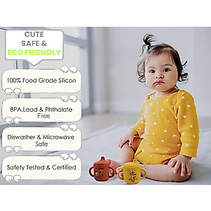 Teleiotes® 2 Pcs Silicone Sippy Cup for Toddler,Transition Straw Cups for baby 6 months +,Training Sippy Cups for Babies with Two Handles,Dishwasher & Microwave Safe,BPA Free 5oz