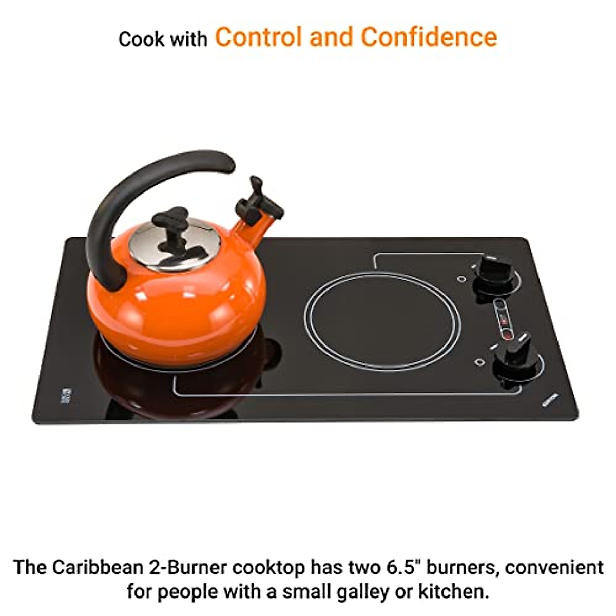 Kenyon B41601 6-1/2-Inch Caribbean 2-Burner Cooktop with Analog Control UL, 120-volt, Black