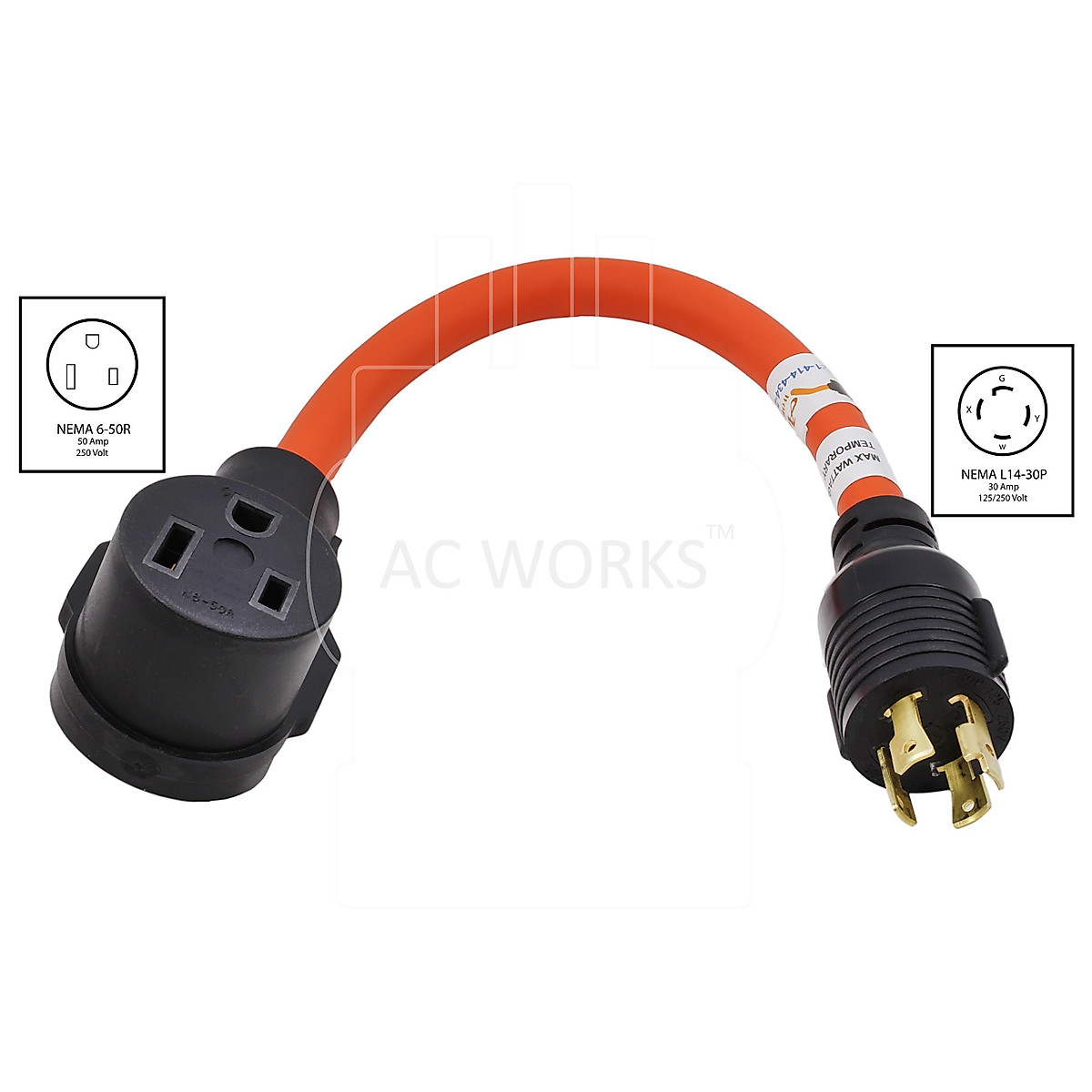 AC Connectors L1430650-AM 1.5FT Welder Adapter Generator L14-30 Plug(4 Prong 30Amp) to NEMA 6-50R 50 Amp 250-volt Adapter Cord-Limited Five Year Warranty