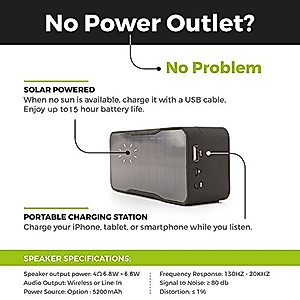 Reveal Solar Speaker, Portable Wireless Bluetooth Bamboo Speaker & Phone Charger Eco-Friendly Bamboo Wood Design