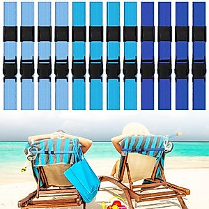 Amylove 12 Pcs Towel Bands for Beach Chairs Cruise Adjustable Swim Towel Clips for Summer Elastic Straps Windproof Beach Towel Holder Ship Travel Stretch Vacation Accessories Essentials (Mixed Colors)